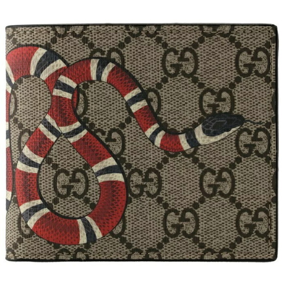 Gucci | Bags | Gucci King Snake Bifold Wallet Gg Supreme Calfskin Black ...